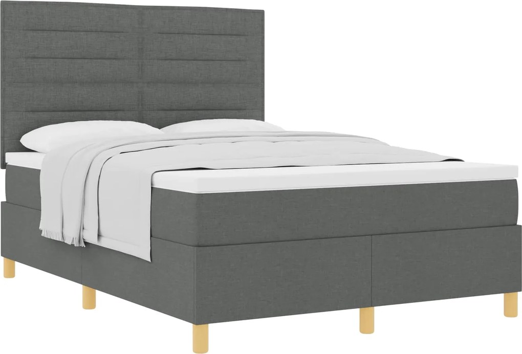 Postel s boxspringem s matrací Tmavě šedá 140 x 200 cm textil 3339547