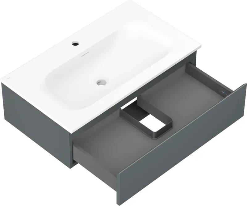 Mexen Orio, koupelnová skříňka 80 cm s umyvadlem Vela, 1 zásuvka, grafitová matná/bílá matná, 91A10-08023-1-BF66-W23M01