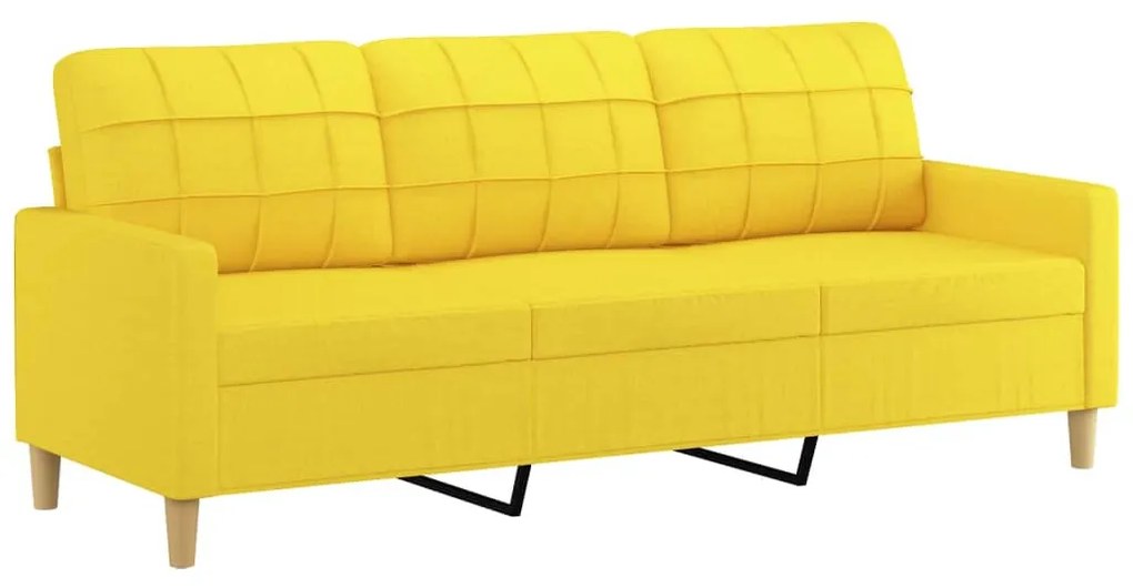 3místná pohovka s polštáři světle žlutá 180 cm textil - Default Title