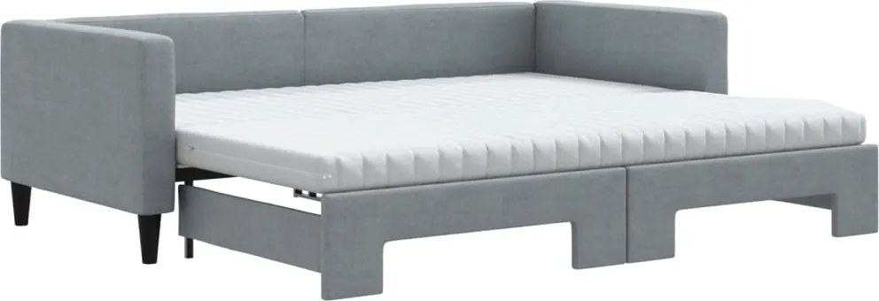 Válenda s přistýlkou a matracemi světle šedá 90 x 200 cm textil 3196596