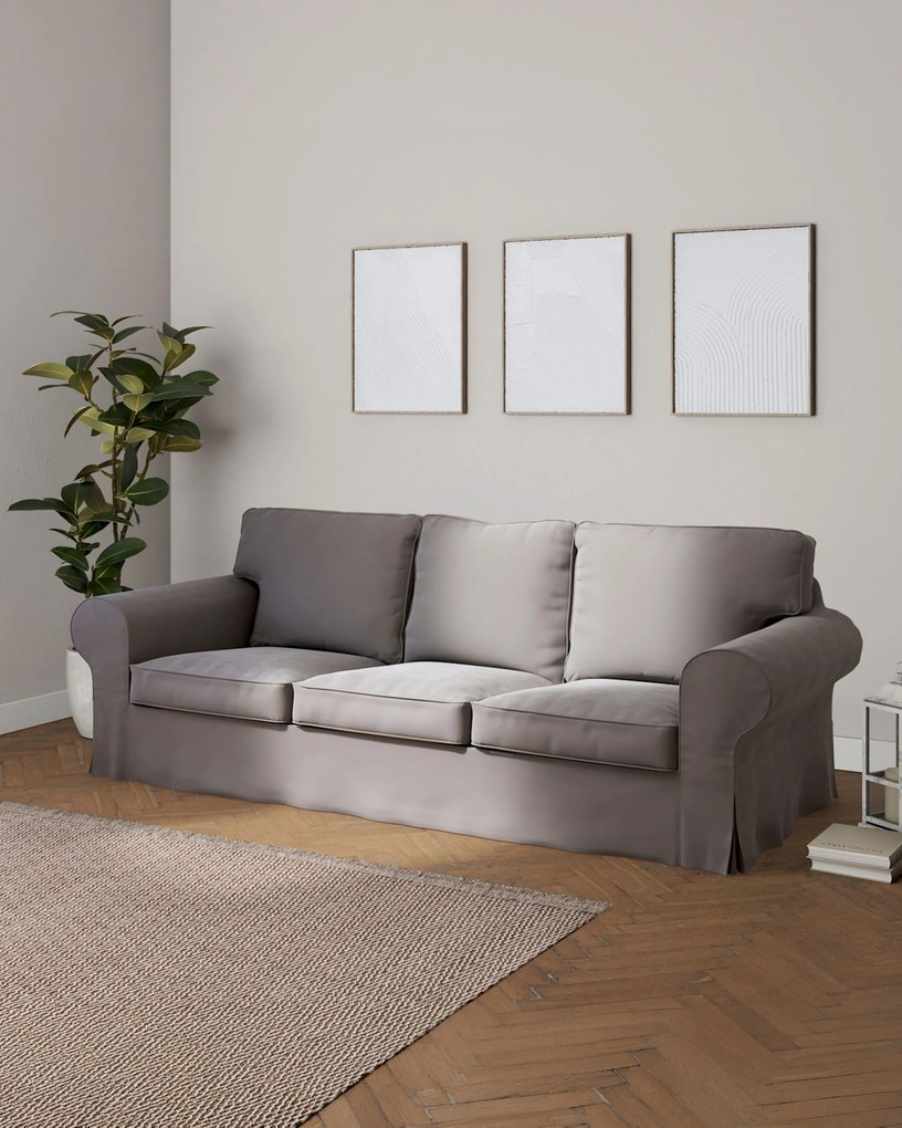 Potah na pohovku IKEA Ektorp 3-místná rozkládací, NOVÝ MODEL 2013 barva šedá látka lesklé, sametová