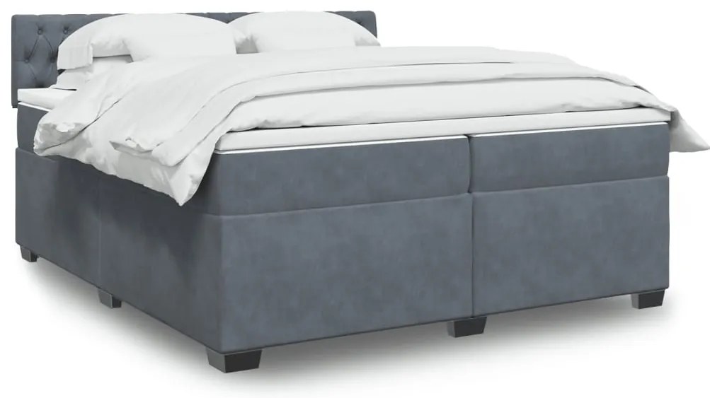 Box spring postel s matrací tmavě šedá 200x200 cm samet 3286409