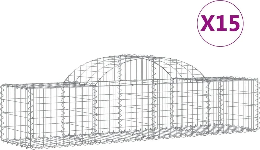 Klenuté gabionové koše 15 ks 200x50x40/60 cm pozinkované železo 3146270