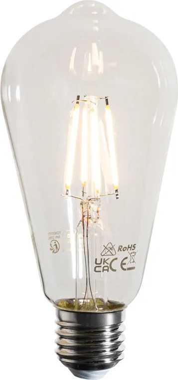 Sada 5 LED žárovek E27 Filament ST64 čirá 4W 470 lm 2700K