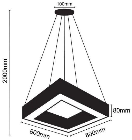 LED Lustr na lanku LED/55W/230V 4000K 80x80 cm