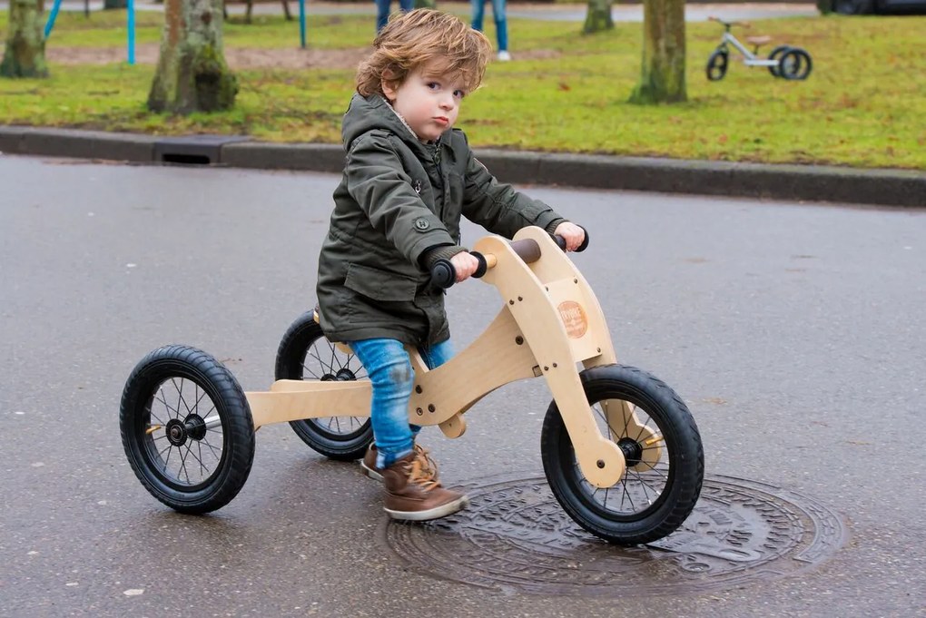 TRYBIKE dřevěné odrážedlo/tříkolka  4v1 HNĚDÁ