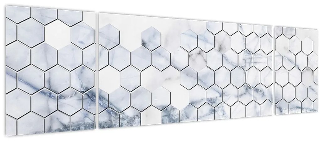 Obraz - Mramorované hexagony (170x50 cm)