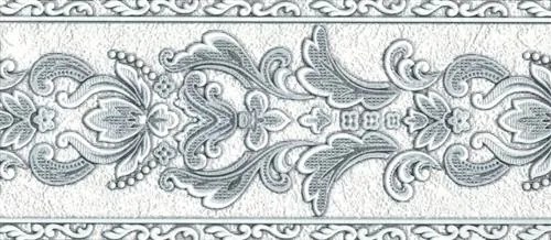 Vliesové bordury 51020-44B, rozměr 5 m x 12,5 cm, ornamenty šedé s třpytkami, IMPOL TRADE