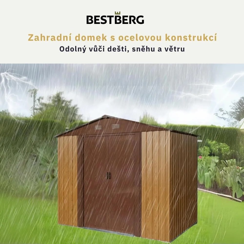 Zahradní domek BestBerg ZDB-4D / 4,1 m² / 236 x 174 x 206 cm / dřevo/hnědá