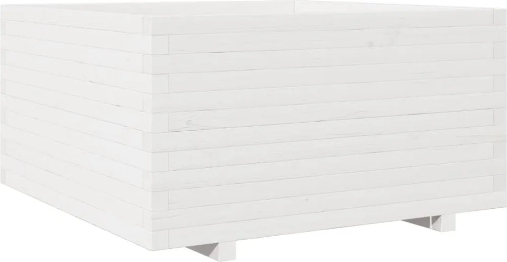 Zahradní truhlík bílý 90 x 90 x 49,5 cm masivní borové dřevo 3282535