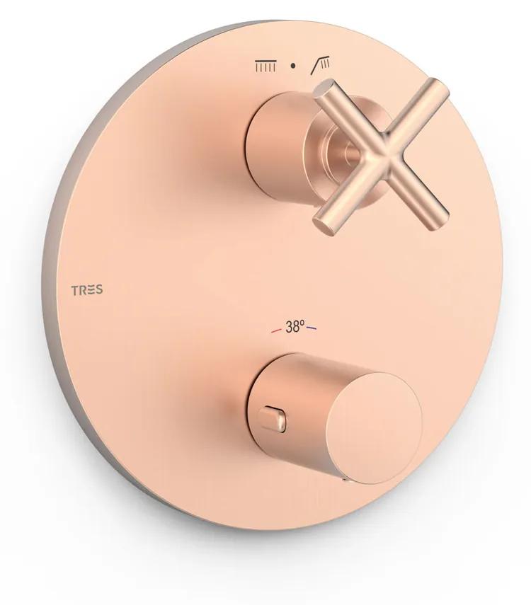 TRES MONT BLANC termostatická sprchová baterie, 2-cestná, růžové zlato matné Tr_28325001OPM