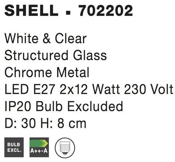 Nova Luce Stropní svítidlo SHELL bílá a čiré strukturované sklo E27 2x12W
