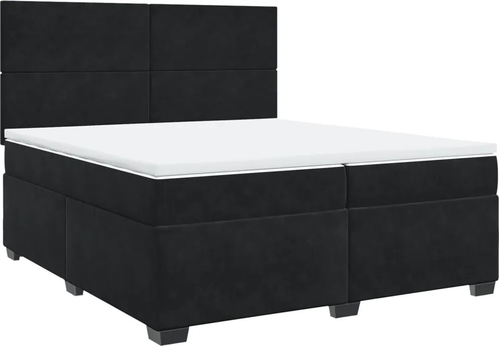 Box spring postel s matrací černá 200x200 cm samet 3290998