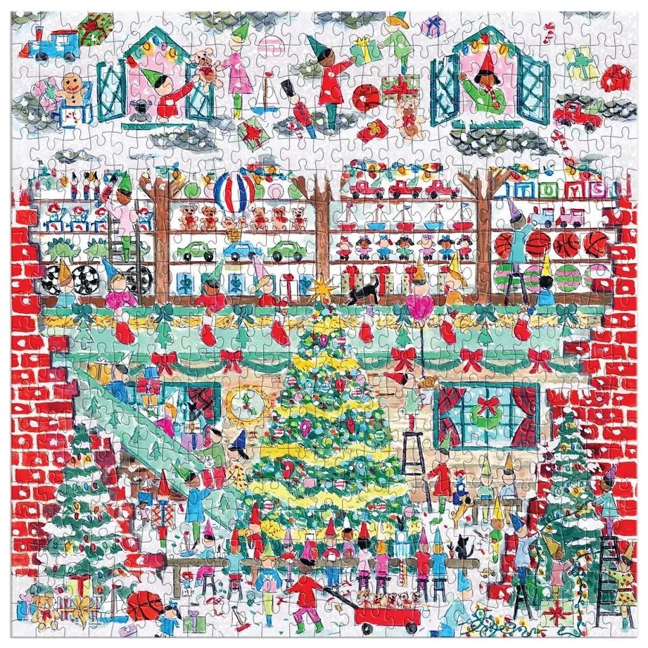 Galison Fóliové puzzle Michael Storrings Vánoční dílna hraček 500 dílků