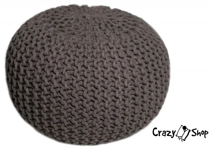 Pletený puf CRAZYSHOP SOLID, hnědý (ručně pletený)