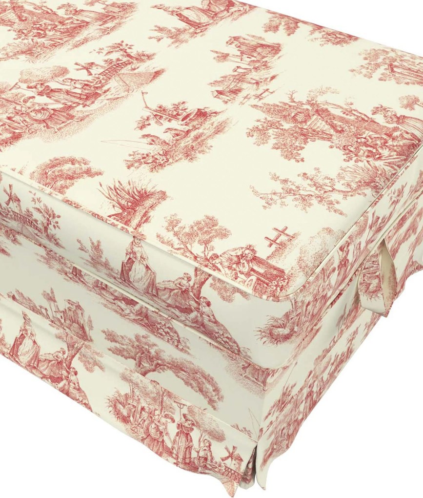 Potah na podnožku Ektorp Bromma barva červená látka vzorované