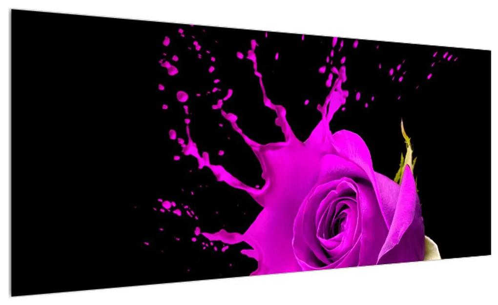 Obraz fialové růže (100x40 cm)