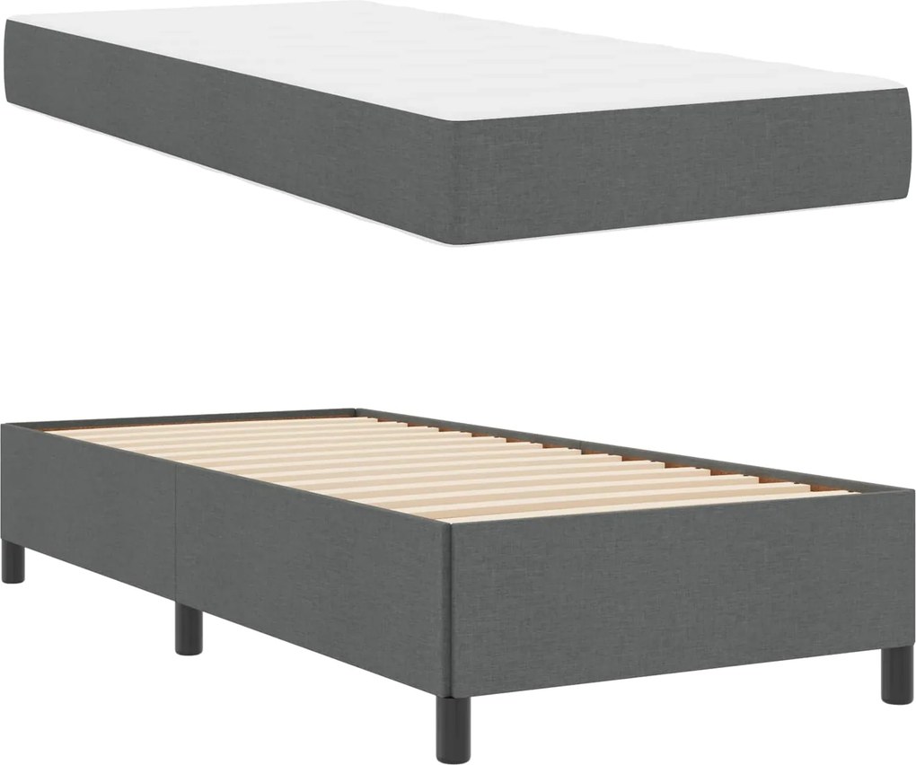 Postel s boxspringem Tmavě šedá 90 x 200 cm textil 3398830
