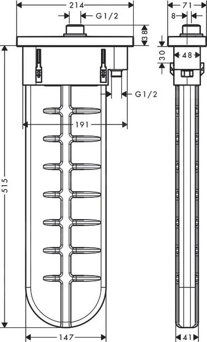Hansgrohe Vivenis, 4-otvorová baterie na okraj vany, sBox, černá matná, 75444670