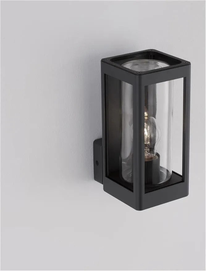 NV 9060192 Venkovní nástěnné svítidlo FIGO tmavě šedý hliník a čiré sklo E27 1x12W 220-240V bez žárovky IP54 - NOVA LUCE