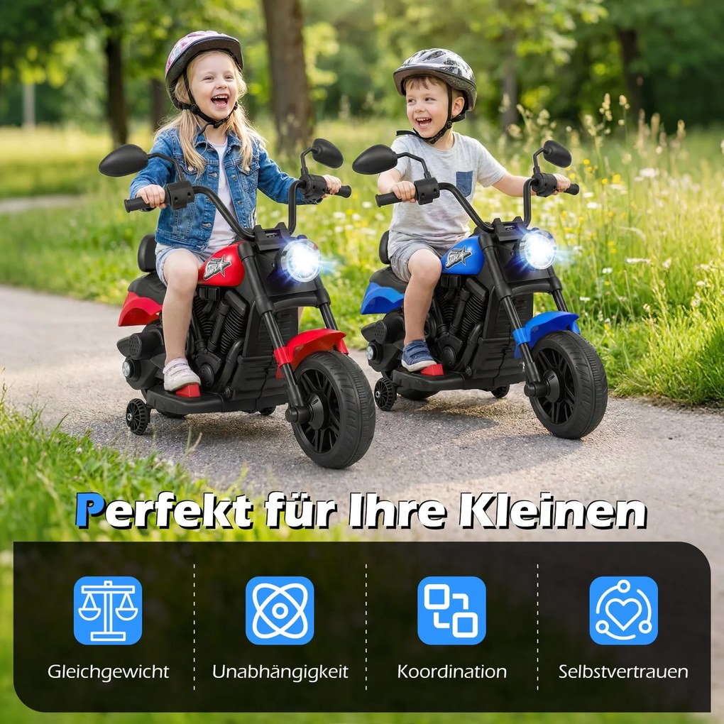 Costway 6 V dětský motocyklový chopper motorka s nožním pedálem s hudebním