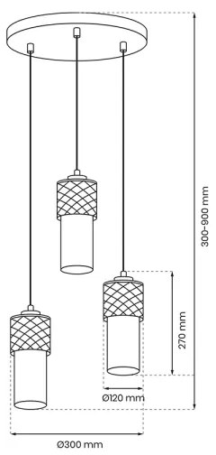 Lustr na lanku GLAM 3xE27/60W/230V