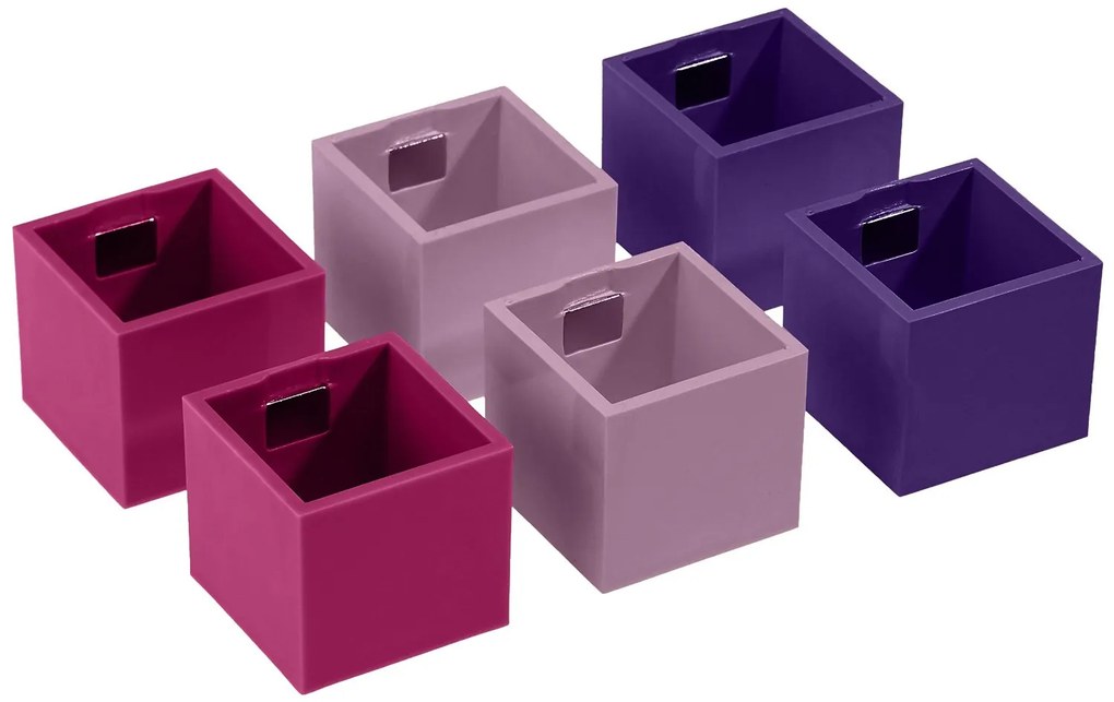 Sgaravatti Trend Set 6ks malých magnetických květináčů CUBE 3,5cm, fialová