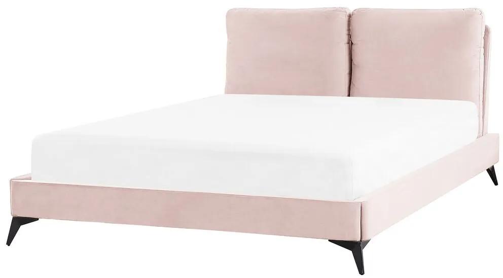 Sametová postel 140 x 200 cm růžová MELLE Beliani
