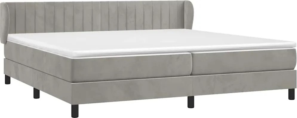 Box spring postel s matrací světle šedá 200x200 cm samet 3131099