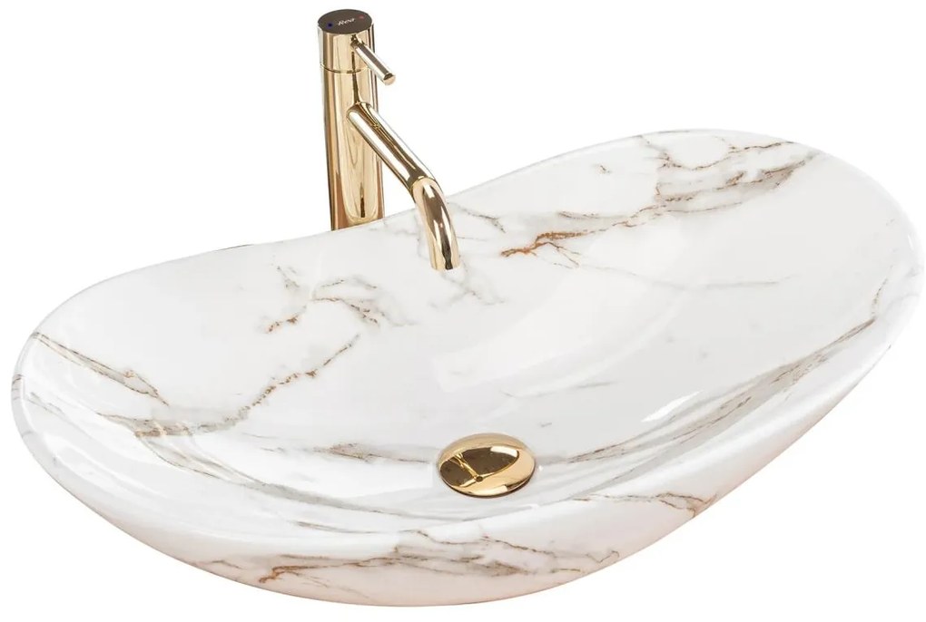 REA-U8597 - Umyvadlo na desku ROYAL 36x62 cm keramika/dekor mramoru REA-U8597