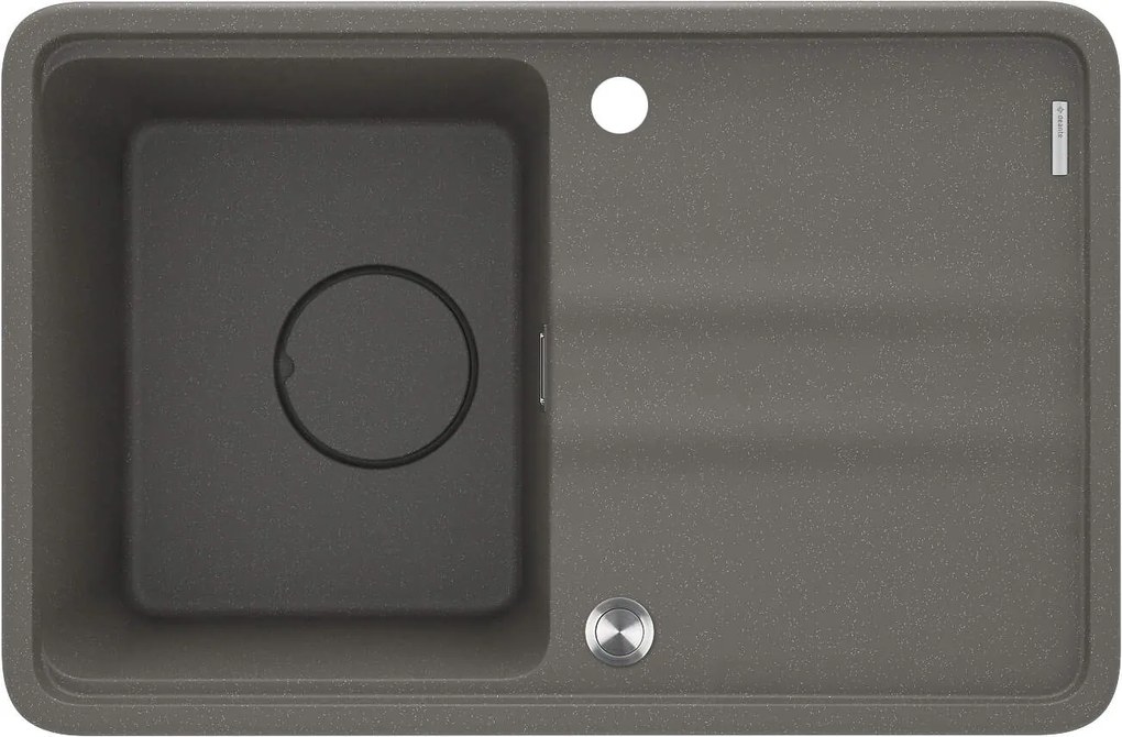 Deante Momi, 1-komorový granitový dřez 670x440x230 mm s úsporným sifonem, antracitová metalíza, DEA-ZKM_T11A