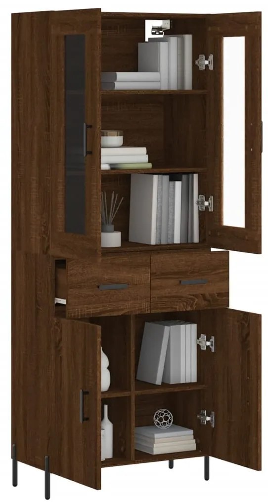 Skříň highboard hnědý dub 69,5 x 34 x 180 cm kompozitní dřevo - Default Title