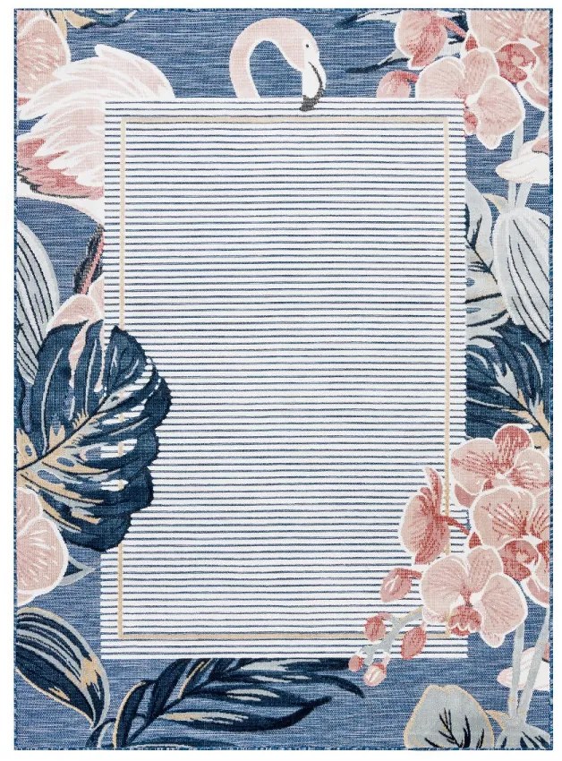 Hans Home | Kusový koberec Botanic 65240 Flamingo navy – na ven i na doma - 137x190