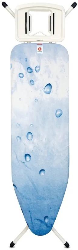 Brabantia ICE WATER Žehlící prkno 124x38 cm - pevná odkládací plocha pro žehličky - bílý rám 22 mm
