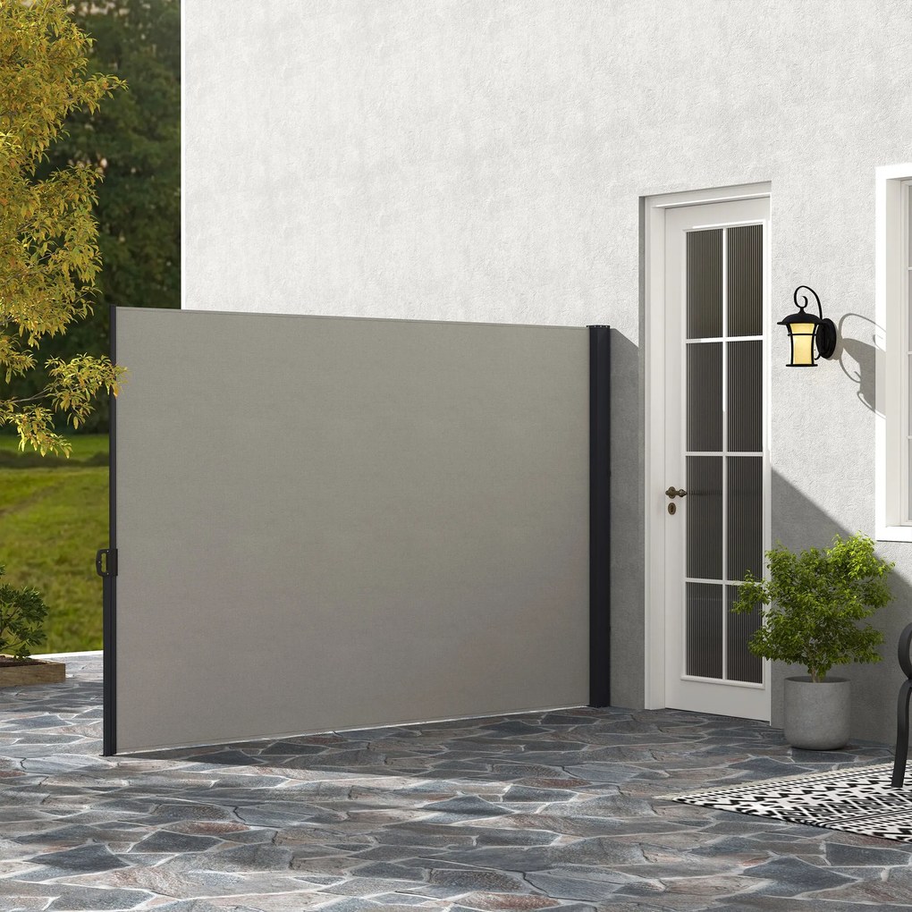 Outsunny Elektricky Odsouvací Zahradní Boční Markýza 3m x 1.8m Hliníkový Anti-UV Vysoká Hustota 180 gsm Světlá Šedá | Aosom
