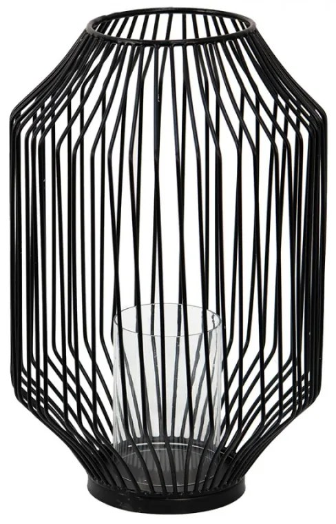 Černá kovová lucerna Jobke – 20x31 cm