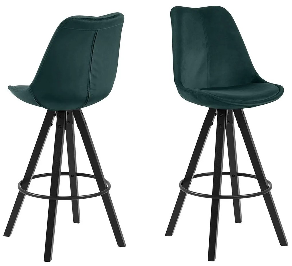 ACTONA Sada 2 ks − Barová židle Dima − zelená 111,5 × 48,5 × 55 cm