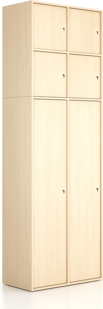 Nástavba pro skříně FRAME, 4x dveře, 872 x 450 x 854 mm, cylindrický zámek, bříza