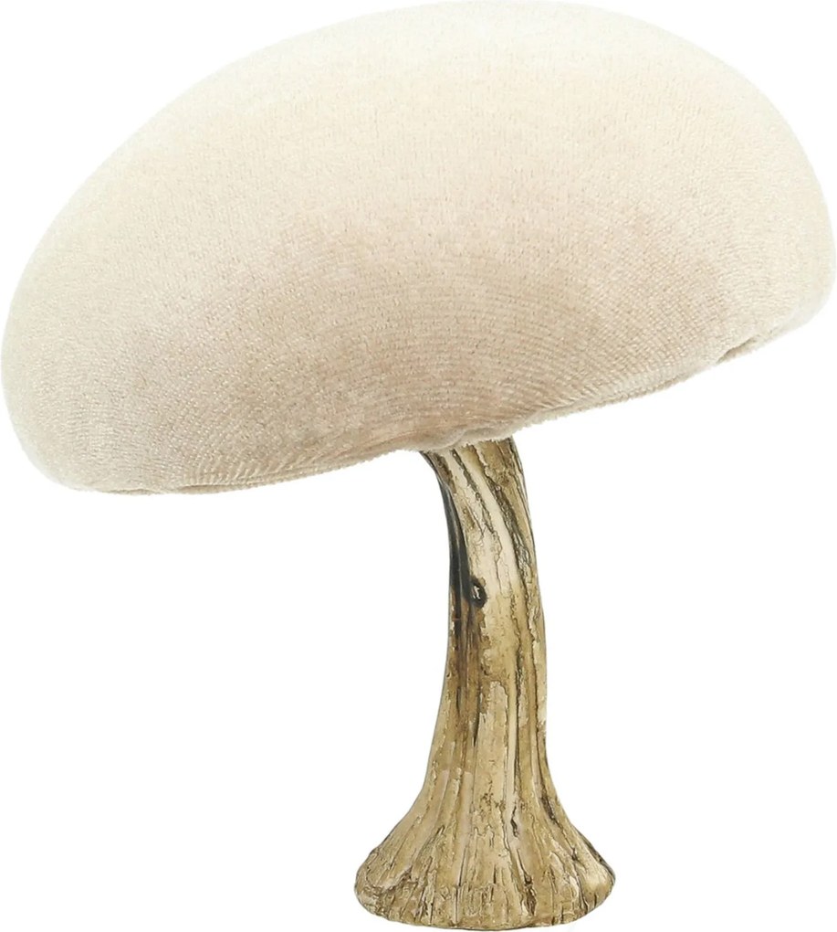 Dekoracja Velvet Mushroom 12 cm beige