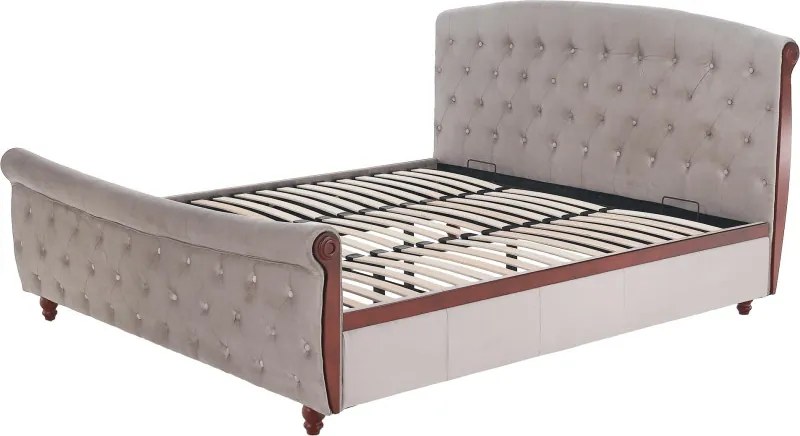 Postel s roštem, 180x200, šedohnědá Taupe Velvet látka, BARETO Kondela 0000402151