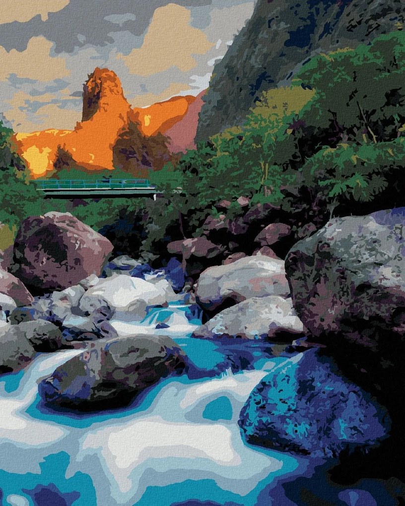 zuty zuty - malování podle čísel - balvany v potůčku (dennis frates), 40x50 cm, plátno