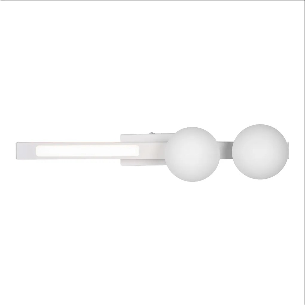 Nástěnné svítidlo Magnet2, 2x bílé skleněné stínítko + 1x LED 13W, w