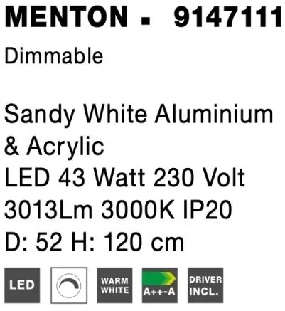 LED lustr Menton 52 bílé