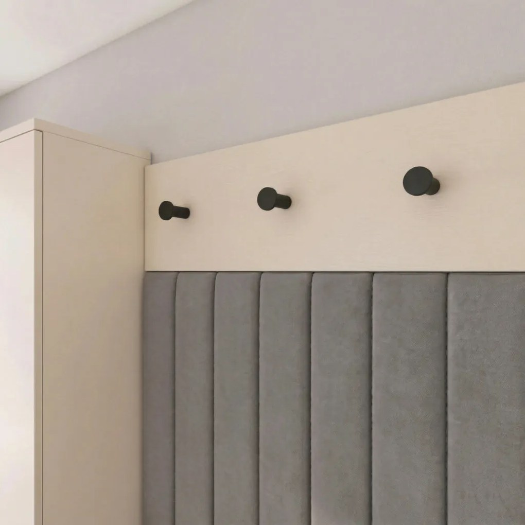 Předsíňová stěna RAYO 1 s čalouněnými panely, 140 cm, kašmír/ hnědá