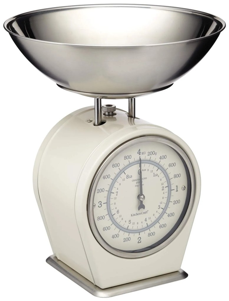 Kitchen Craft Mechanická kuchyňská váha Cream - 4 kg, krémová barva, kov