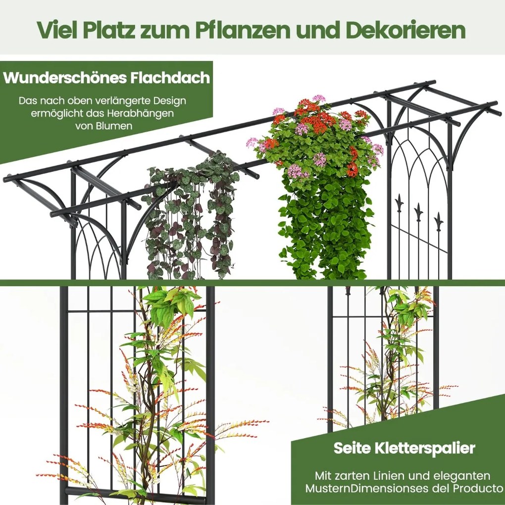 Costway Kovový Rose Arch Garden Arch pro popínavé rostliny Trellis Garden