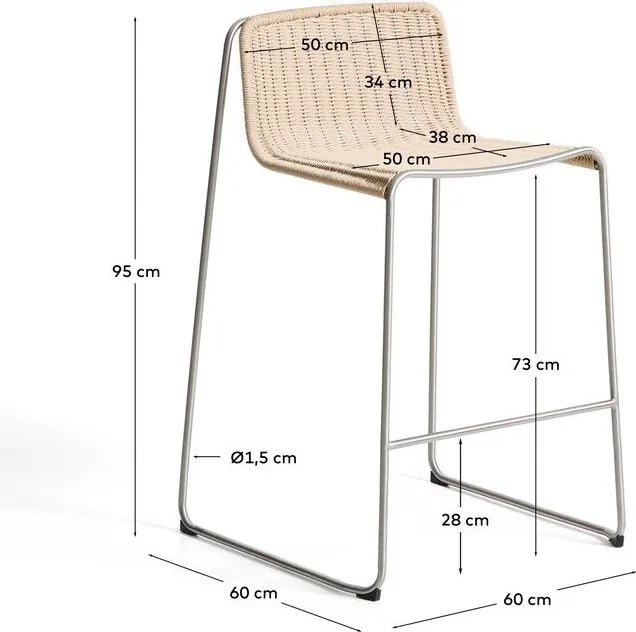 Béžová kovová zahradní barová židle Tavari – Kave Home