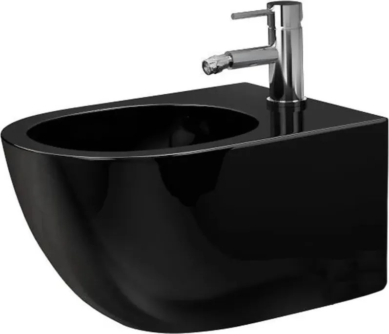 Rea Carlo Mini, závěsný bidet, černá lesklá, REA-C6380