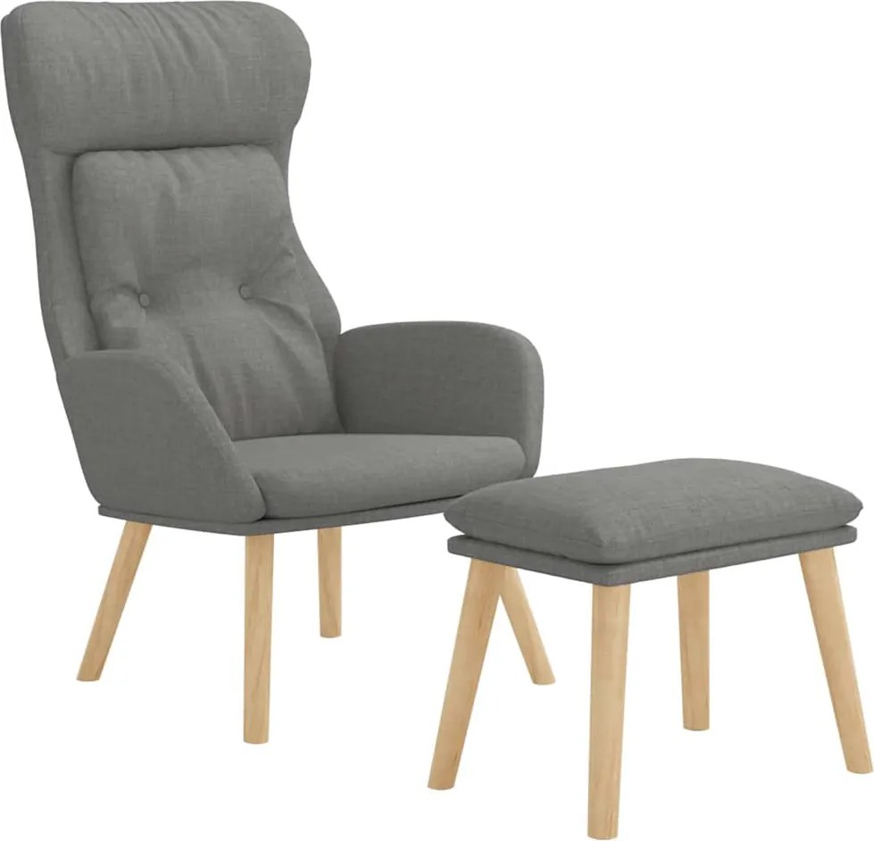 Relaxační křeslo s podnožkou světle šedé textil 3097750