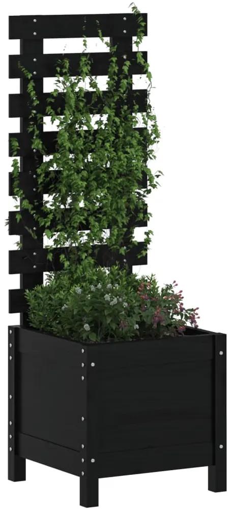 Zahradní truhlík s mřížkou černý 39x39,5x114cm masivní borovice,  832519